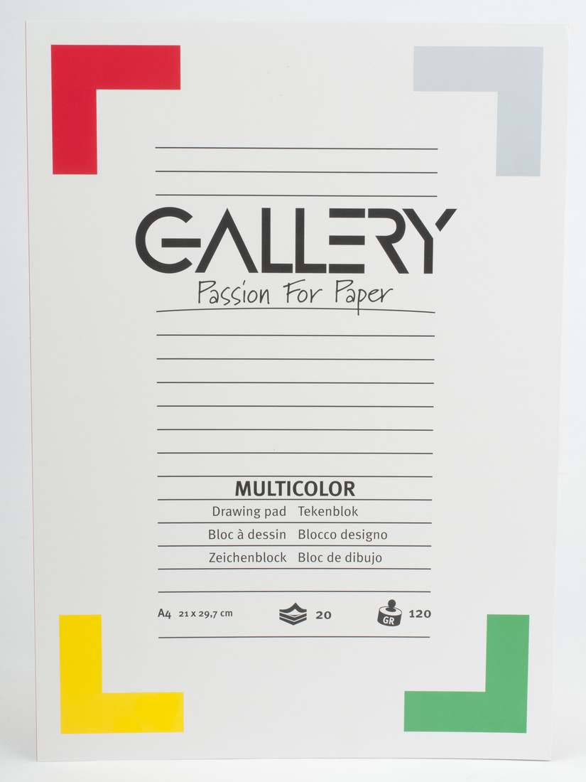 Gallery tekenblok A4 21 x 29,7 cm 120 g 20 vellen 10 kleuren | 1500309