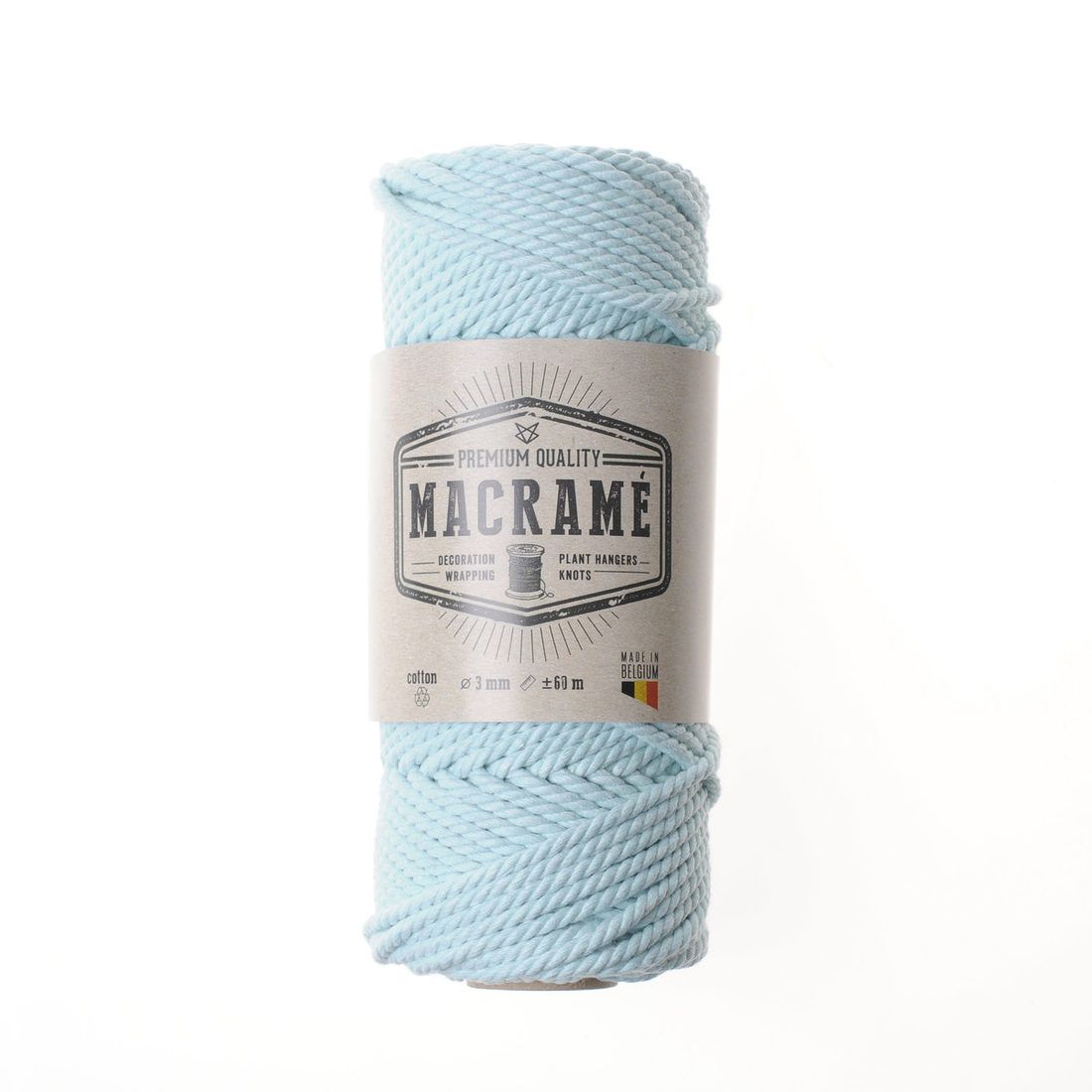 Macramé koord katoen 3 mm 60 m | Groen | 1010707