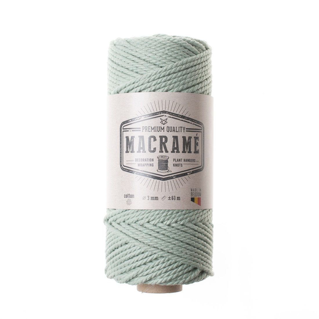 Macramé koord katoen 3 mm 60 m | Aqua | 1010701